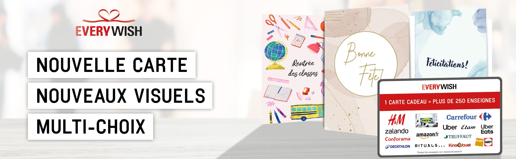 Carte cadeaux entreprise multi-enseignes Everywish - Carrefour Pro